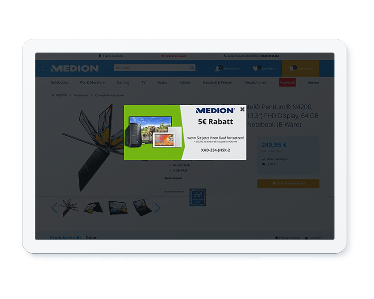 Medion Case Study: Exit Intent Layers Increase User Value | trbo